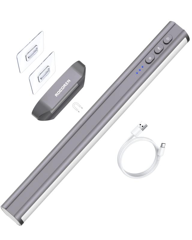 デスクライト Rocoren LEDライト 4000mAh バッテリー残量インジケーターライト付き Tpye-C充電式 卓上ライト おしゃれ 目に優しい 電気スタンド 指圧式設計 3種類色温と3段階/無段階調光 90度角度