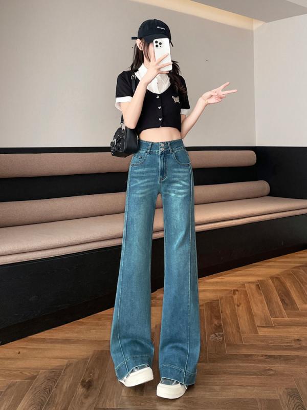 ・主な素材: 綿70-80%、ポリエステル30%以下・スタイル: 通勤・カテゴリ: デニムパンツ・形状: ミラーパンツ・パンツ丈: ロング・ウエスト: ハイウエスト・厚み: 普通・伸縮性: ややあり・流行要素: ポケット・カラー展開: ヴィ...
