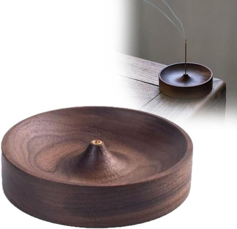 [Ruleheai]お香立て 線香立て おしゃれ 木製 灰がこぼれない 小さい 香炉 和風 癒やし ヨガ 瞑想 浄化 香道 仏具 仏壇用 ミニ仏壇香炉 お香置き香皿 禅意 茶道 書斎 喫茶店 インテリア 持ち運び【高級素材】厳選された北米胡...