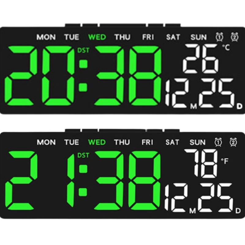 デジタル目覚まし時計、軽量、2セット、アラーム付き、明るさ調整可能、プラスチック製【明確な情報表示】高解像度のLED画面で、時間、温度、湿度を一目で確認できます。これにより、毎日の生活がよりスムーズに進行します。【柔軟なアラーム設定】2つの...