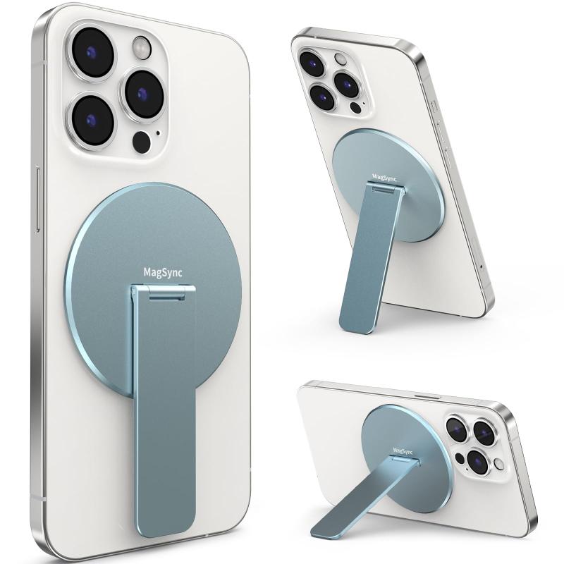 MagSync スマホリング マグネット 3-in-1 マグセーフ対応スマホンリングスタンド 超薄型 軽量 140°角度自由調整- ブルー薄型でも強力: 厚さわずか4.8mmのスマホリング マグセーフ対応スタンド。ポケットに入れてもかさばら...