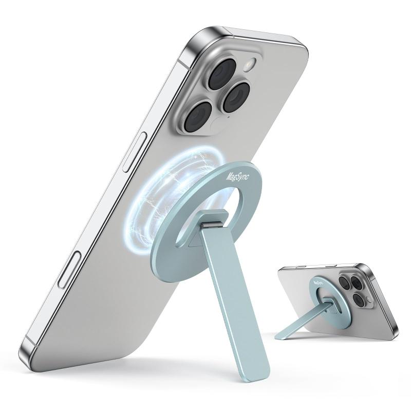MagSync スマホリング マグネット式 3in1 スマホリングスタンド マグセーフ対応 超薄型 360°回転140°角度自由調整 持ち運び便利 - ブルー超薄型・軽量設計：厚さわずか4.8mmの軽量ホルダー、ビデオ通話やレシピを見ながら...