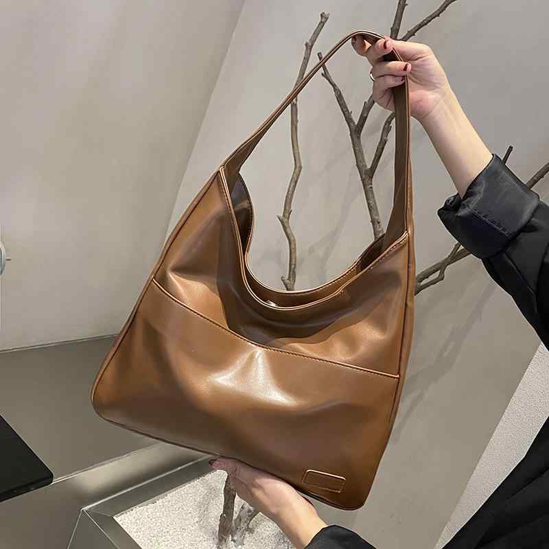 ・スタイル: 都市簡約・箱包タイプ: シングルショルダーバッグ・素材: PU・サイズ: 中・形状: 横型方形・開閉方式: 磁気吸着・内構造: ジッパー隠しポケット・硬度: ソフト・ショルダーストラップ: シングル・カラー展開: ブラウン、ブ...