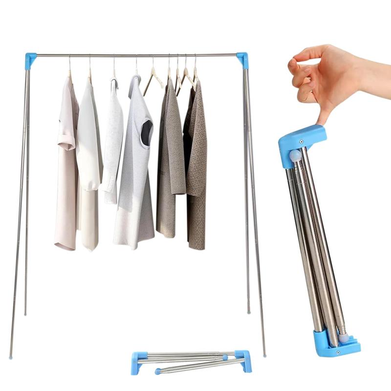 SUKUMOPRO 携帯型 折り畳みハンガーラック スリム コンパクト 省スペース 移動可能 室内 屋外 伸縮 ベランダ 洗濯物干し タオル 軽量 ステンレス+ABS 幅90cm×奥行40cm×高さ133cmSUKUMOPRO 限られた空間...