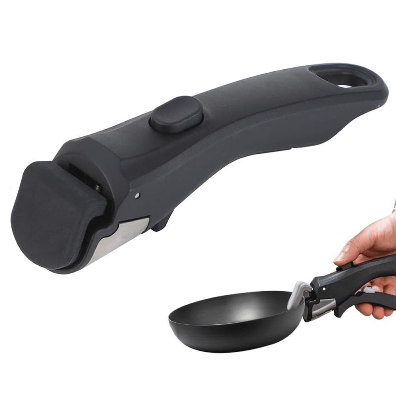 鍋 取っ手 スキレット ハンドル 着脱式 フライパン 鍋ハンドル 脱着 取り付け簡単 汎用 鍋を傷つけない 安定性 ブラック 耐熱 ワンタッチ着脱1. ワンタッチ着脱で簡単便利 片手で簡単に取り付け・取り外しが可能。調理中もスムーズにハンド...