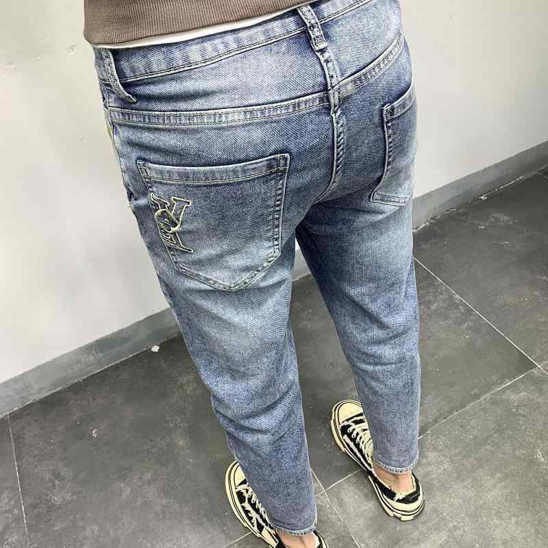 ・スタイル: 青春流行・カテゴリ: 牛仔裤・タイプ: 鉛筆パンツ/スリムパンツ・特殊加工: 水洗・ウエスト: 中腰・ファスナー: ジッパー開襟・厚み: 普通・対象: 青少年・主素材: ポリエステル100%・シーン: 休闲・ディテール: 多口...
