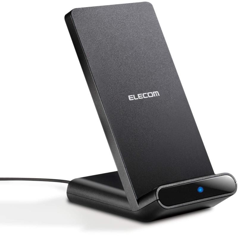 エレコム ワイヤレス充電器 Qi 2枚コイル 【横置きでも充電可能】(iPhone/Android 5W対応) 卓上 スタンド 認証取得