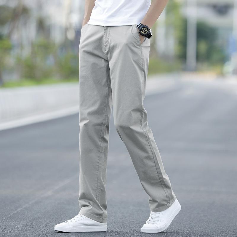 ・スタイル: 韓版・カテゴリ: 休闲裤・款式: 長筒パンツ・パンツ型: ストレート・パンツ丈: 9分丈・腰型: ミッドライズ・柄: 無地・主な素材: 綿97.8%、ポリウレタン弾性繊維2.2%・カラー展開: ライトグレー、ブラック、ダークグ...