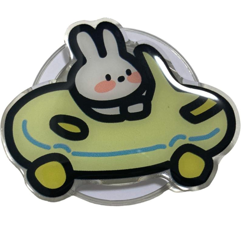 キャラクター イラスト MagSafe対応 磁力吸着 マグネット 粘着式 両面テープ折りたたみスマホグリップ ソケッツ 韓国 スマホリング リング スタンド グリップトック バンカーリング スマホ モチーフ素材：アクリルスマホに磁力で貼り付...