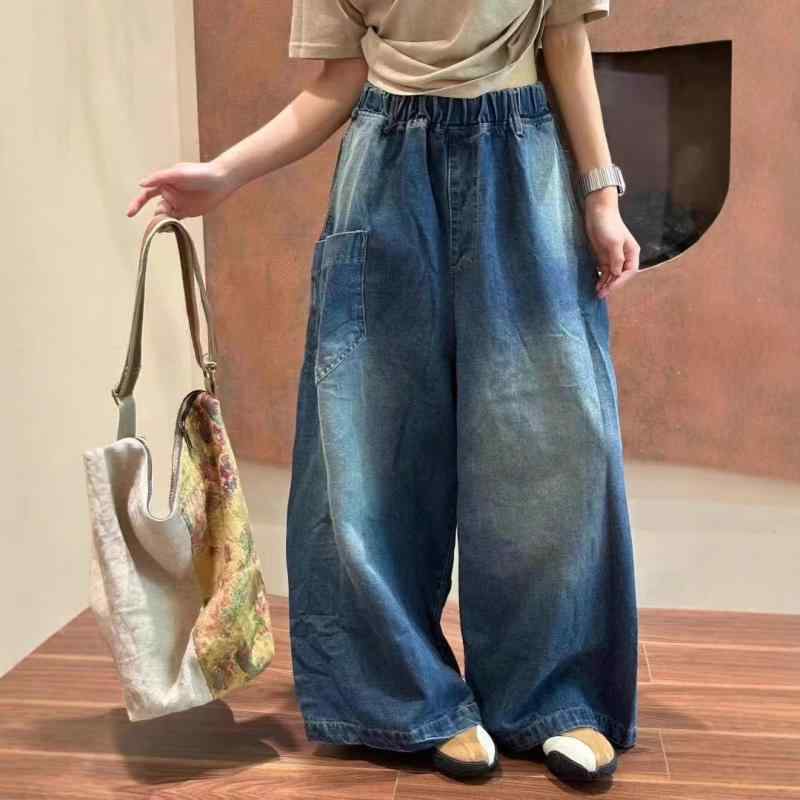 ・主な素材: 綿80-90%・スタイル: 休闲・カテゴリ: 牛仔裤・パンツ丈: ロング・ウエスト: 鬆紧・カラー展開: 1,2・サイズ展開: 均码・フィット感: ルーズフィット・ストレッチ: 無・加工: ウォッシュ、ピースワーク、ブリーチ
