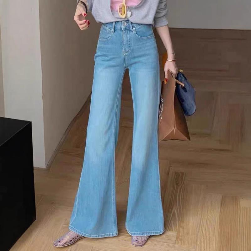 ・スタイル: 気質通勤・主な素材: 腈纶95%以上・スタイル: 都市風・カテゴリ: 牛仔裤・デザイン: 微喇裤・丈: 長丈・ウエスト: 高腰・厚み: 中厚・流行要素: シンプル・カラー展開: ライトブルー・サイズ展開: S,M,L,XL・伸...