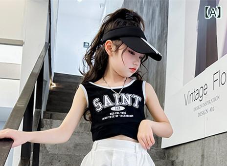・カテゴリ: 童セット・スタイル: 韓国風・セット内容: トップス&amp;パンツ・素材: 綿80%・袖丈: ノースリーブ・パンツ丈: ロング・厚み: 薄手・柄: アルファベット・カラー展開: ブラック、ホワイト・サイズ展開: 110cm、...