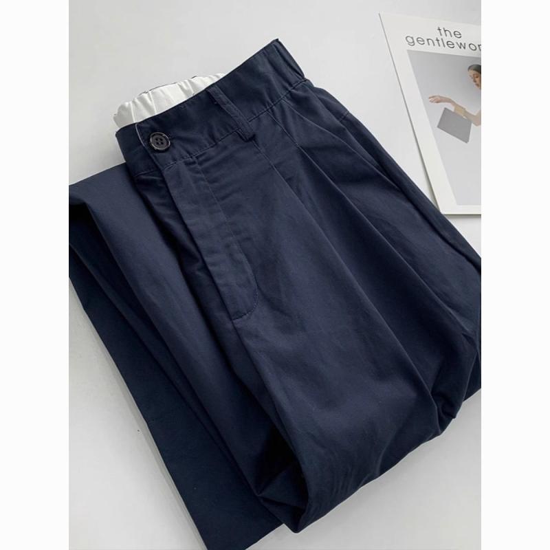 ・主な素材: 綿70%（含）-80%（不含）・カテゴリ: 休闲裤・スタイル: 休闲风、日韩休闲・款式: 基本款・裤型: 宽松型・裤长: 長ズボン・腰型: 高腰・厚さ: 中等・流行元素: 拼接・カラー展開: 藏青色小个子、藏青色常规、藏青色加...