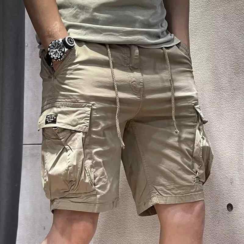 ・スタイル: 韓版・主な素材: 綿混紡布・主面料成分: 聚乙烯醇纖維（維綸）70%-80%・パンツ丈: 五分丈・パンツ型: 直筒型・伸縮性: 微弾・カラー展開: 卡其色、灰色、黒色・サイズ展開: M、L、XL、2XL、3XL、4XL