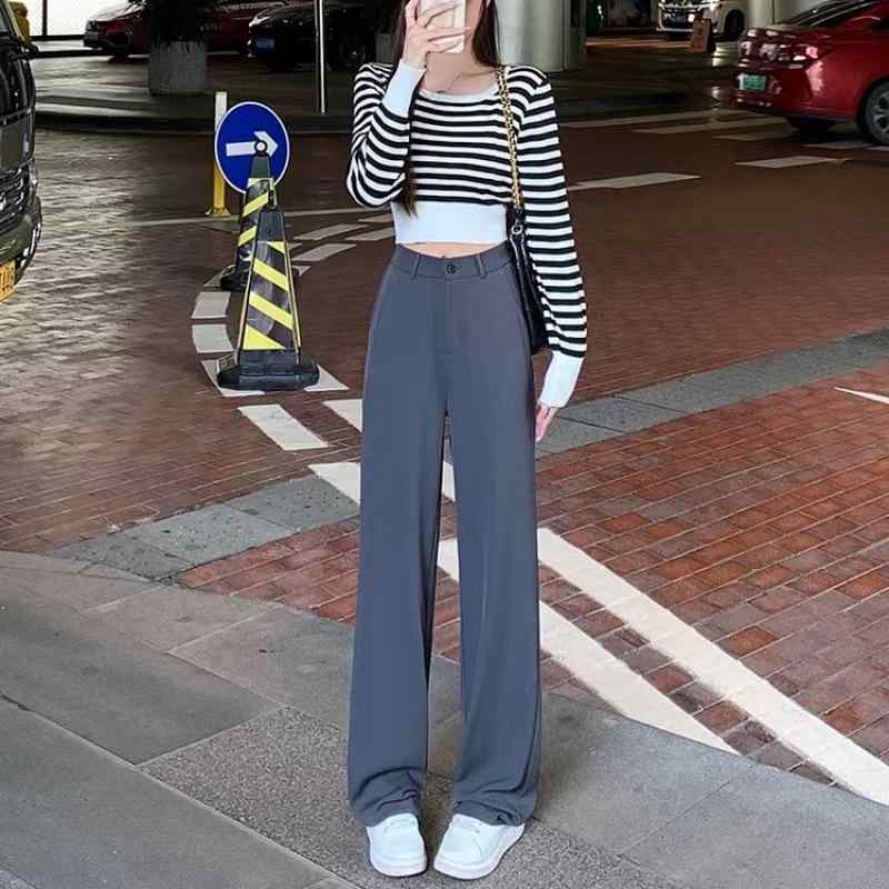 ・スタイル: 通勤風・主な素材: ポリエステル90-95%・カテゴリ: 休闲裤・シルエット: ストレートパンツ・パンツ丈: ロング・ウエスト: ハイウエスト・厚み: 厚手・カラー展開: ブラック、グレー・サイズ展開: XS、S、M、L、XL...