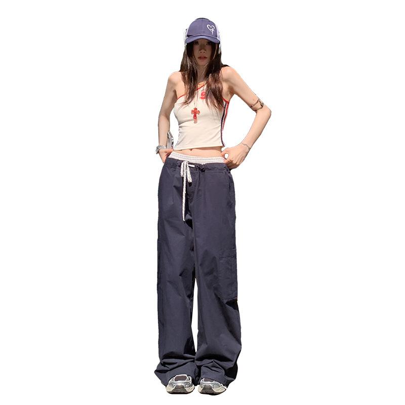・カテゴリ: ワイドパンツ・スタイル: ストリート・主な素材: 綿100%・パンツ丈: ロング・ウエスト: ハイウエスト・厚み: 中厚・流行要素: ポケット・カラー展開: 杏色、黄色、ネイビー・サイズ展開: XS、S、M、L、XL