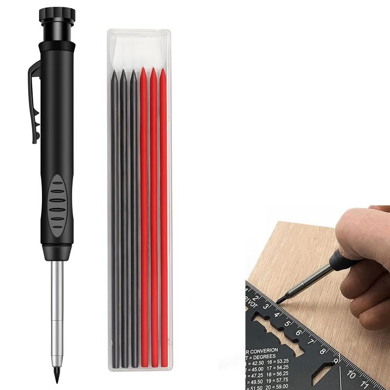 nalaina 大工用鉛筆 建築用シャーペン すみつけシャープペンシル カーペンターペンシル マーキングペン シャープペンシル マーク用マーキングツール 1本 替え芯2色6本付き 高耐久 シャープナ【木工用鉛筆】木工用鉛筆（黒）1本と、2....