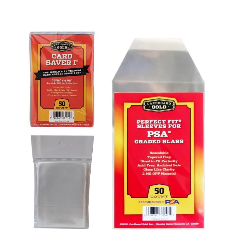 【PSA鑑定セット】Cardboard Gold 正規品Card Saver1 カードセーバー1+PSA鑑定品専用パーフェクトフィットスリーブ+カードスリーブ(66mm X 92mm)の50枚セットカードセーバー1 50枚入り　(サイズ：1...
