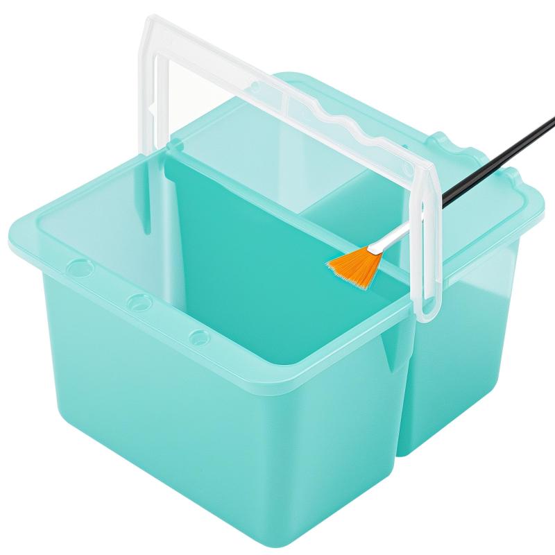 JANKOW ブラシ洗浄バケツ、プラスチックダブル取り外し可能ペンクリーナー、水彩アートペイント収納、多機能ペイントブラシ洗浄バケツ、ハンドル付き 水彩画屋外屋内絵画用【2つの取り外し可能なコンパートメント】このブラシ洗浄バケツには2つの取...