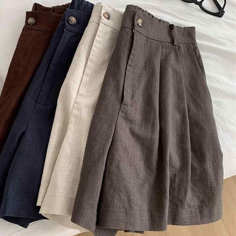 ・カテゴリ: 休闲裤・スタイル: 日韓休闲・主な素材: 苎麻30-50%、綿30-50%・パンツ形状: 直筒型・パンツ丈: 5分丈・ウエスト: 高腰・厚み: 常规・流行要素: 撞色・カラー展開: 麻本色、藏青色、深棕色、咖啡色・サイズ展開:...