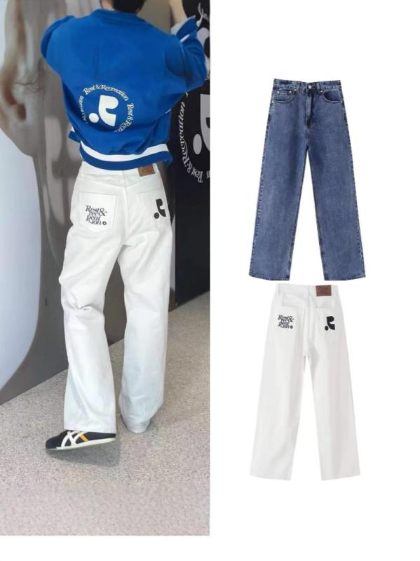・カテゴリ: 牛仔パンツ・スタイル: カジュアル・主な素材: 綿80-90%・カラー展開: 白色、青・サイズ展開: S、M、L・シルエット: ストレート・丈: ロング・ウエスト: ハイウエスト・厚み: 中厚・伸縮性: 微伸縮・パターン: プリント