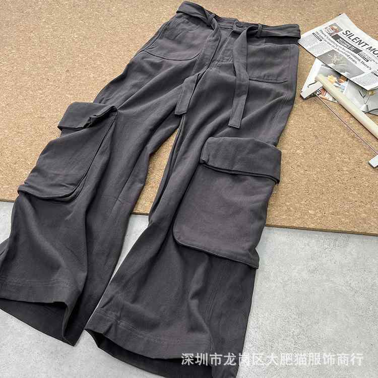 ・カテゴリ: 休闲裤・スタイル: 街头潮人,工装风・主な素材: 棉麻・主面料成分: 亚麻50%（含）-70%（不含）・款式: 工装裤・裤型: 直筒型・裤长: 长裤・腰型: 高腰・厚さ: 中等・流行元素: 口袋・カラー展開: 咖啡色・サイズ展...