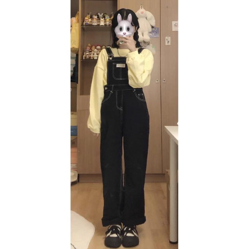 ・スタイル: 通勤・種類: 背带裤・パンツ丈: ロング・ウエスト: 高腰・厚み: 中厚・要素: 水洗・カラー展開: ブラック・サイズ展開: XXS、XS、S、M、L・パンツ形状: ストレート