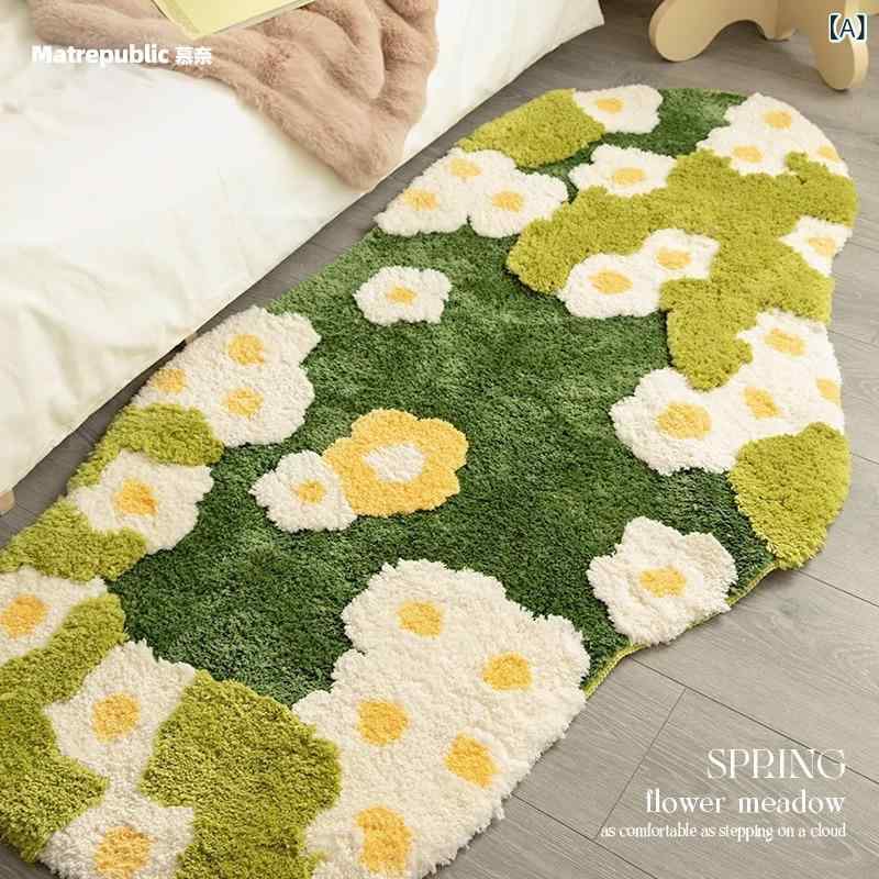 ・素材: 植绒・形状: 異形・柄: 植物花卉・洗濯方法: 機洗可・スタイル: 小清新・カラー展開: 新花朵草地長L、新一隅花野長L、新青草花石長L・サイズ展開: 40×60cm、50×80cm、50×100cm、60×120cm、70×14...