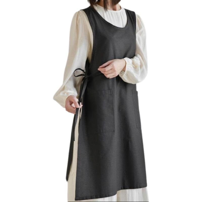 [RioSole] エプロン 北欧風 ワンピースエプロン レディース ロング丈 H型 おしゃれ 無地 体型カバー 料理 家事 ガーデニング 保育士 介護士北欧風デザイン：シンプルで洗練された無地デザインは、どんな服装にも合わせやすく、おしゃ...
