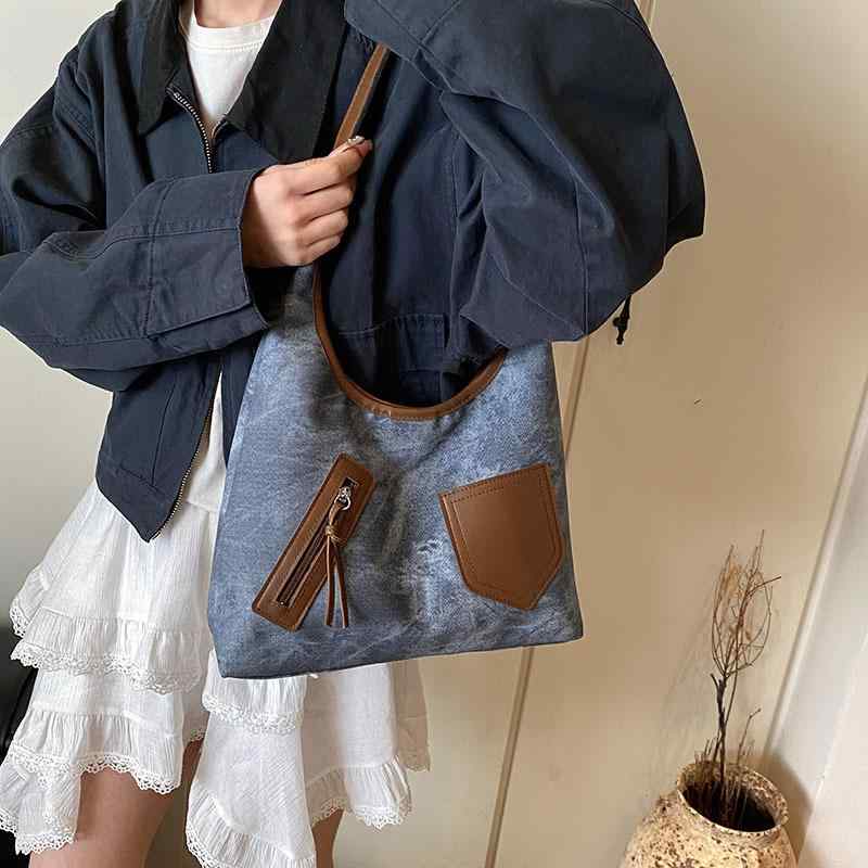 ・スタイル: 街頭潮流・主な素材: PU・形状: 横型方形・種類: トートバッグ・サイズ: 中・人気要素: ステッチ、接ぎ・内生地: ポリエステル・開閉: ジッパー・内部構造: スマホポケット・硬さ: 中・外ポケット: 内貼りポケット・ショ...