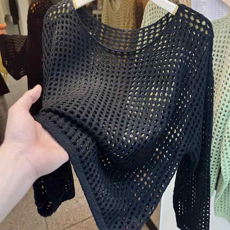 ・主な素材: ポリエステル70-80%・素材2: ポリエステル20-30%・生地名: メッシュ生地・スタイル: カジュアル・フィット: ゆったり・柄: 無地・流行要素: シースルー・首元: プルオーバー・袖丈: 長袖・厚み: 薄手・カラー展...