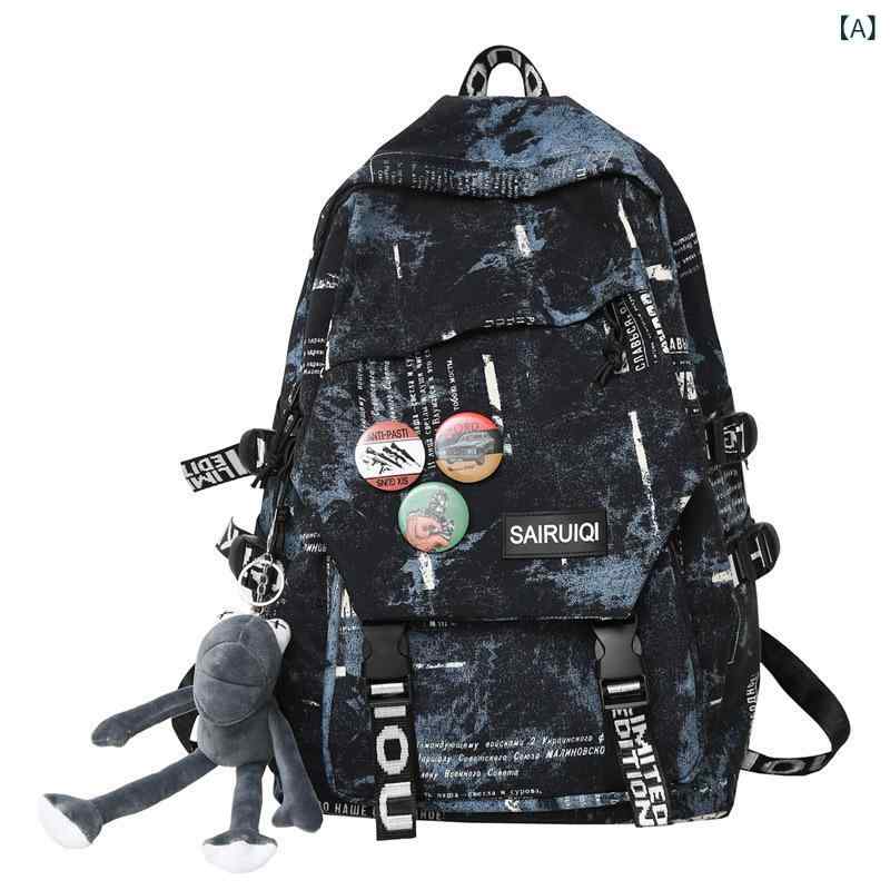 ・カラー展開: ブラック、グレー、ブルー・適用性別: ユニセックス・適用シーン: 日常・主な素材: ナイロン・スタイル: ストリートファッション・容量: 20-35L・機能: バックパック、防水、耐摩耗・収納パソコンサイズ: 15インチ・柄...