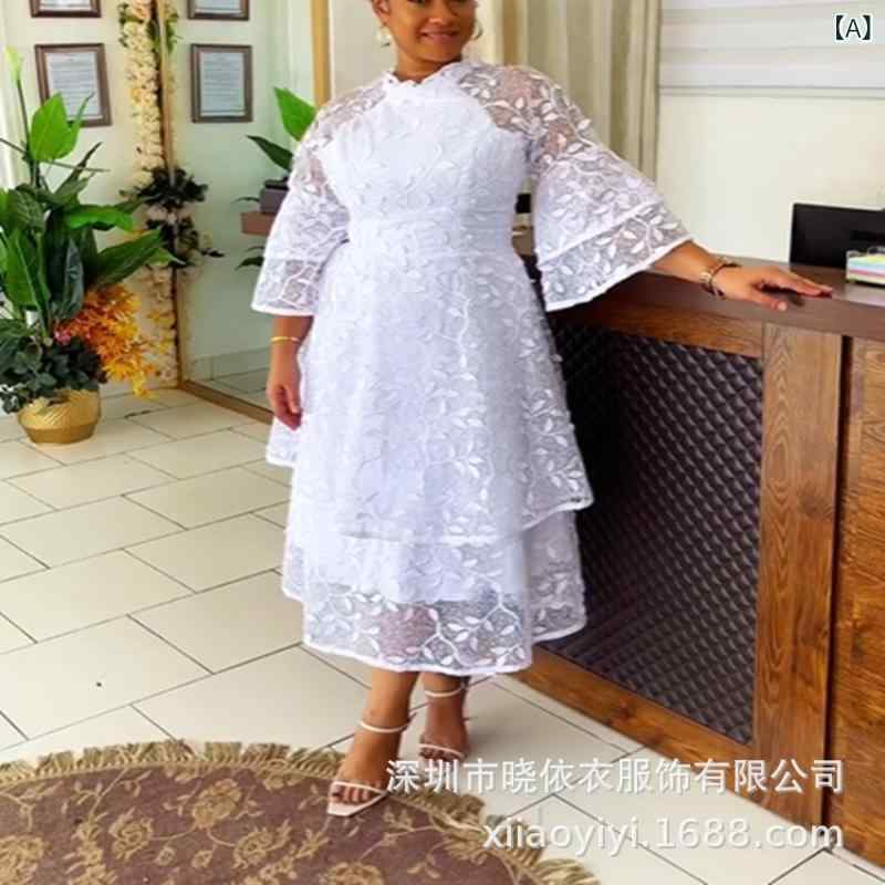 ・スタイル: 気質通勤、优雅風・主な素材: 涤纶（聚酯纤维）30%以下、涤纶（聚酯纤维）50%（含）-70%（不含）・柄: 植物花卉・加工: 刺绣・デザイン: 拼接款・組み合わせ: 单件・丈: 長裙・スカート型: 蛋糕裙・ネックライン: 圆...