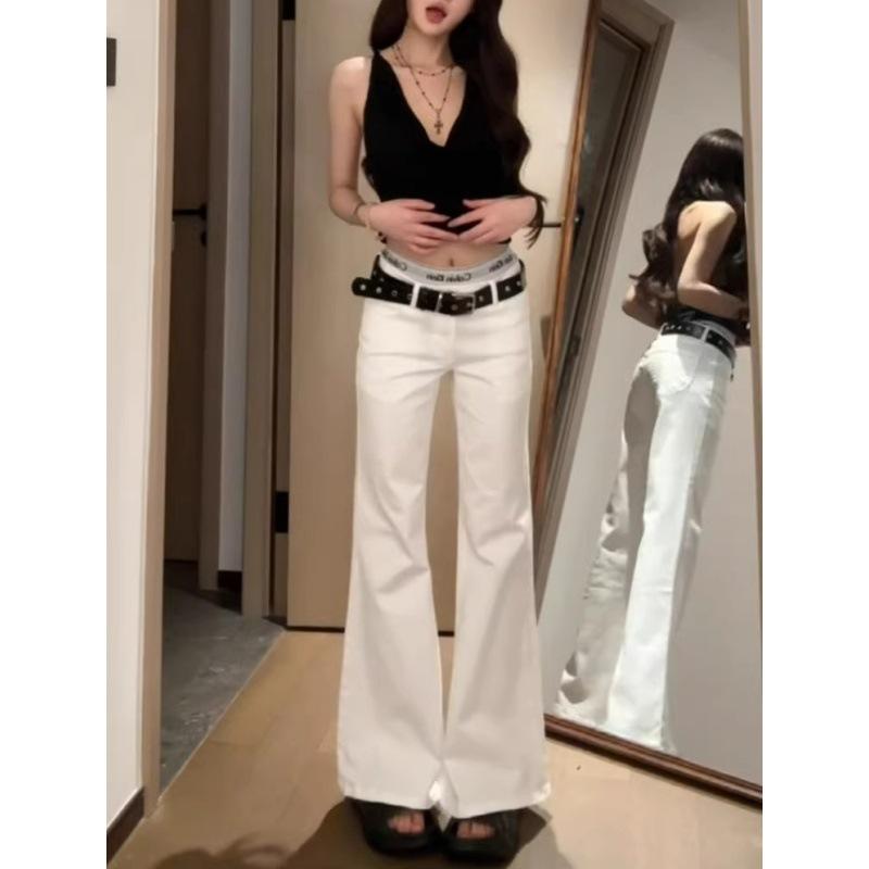 ・主な素材: ポリエステル50%〜70%・カテゴリ: ジーンズ・スタイル: 通勤風・パンツ丈: ロング・ウエスト: ローライズ・厚さ: 中厚・パンツタイプ: フレア・デザイン要素: ジップ・カラー展開: ホワイト・サイズ展開: S、M、L、...