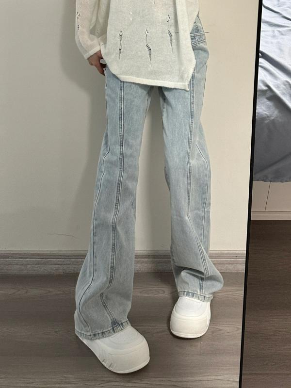 ・主な素材: 綿90-95%・スタイル: 甘辛風・カテゴリ: デニムパンツ・デザイン: ミラーパンツ・パンツ丈: ロング・ウエスト: ハイウエスト・厚み: 薄手・流行要素: ジッパー・カラー展開: ライトブルー・サイズ展開: S、M、L、X...