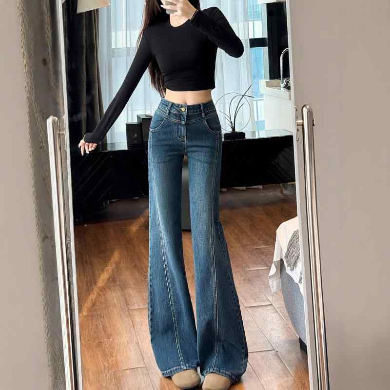 ・スタイル: 復古風・カテゴリ: 牛仔裤・主な素材: 氨纶・素材含有量: 80%以上・タイプ: 背带裤・パンツ丈: 九分・ウエスト: 高腰・厚さ: 中等・流行要素: 水洗・パンツ形状: 微喇型・カラー展開: 復古藍・サイズ展開: XXS、X...
