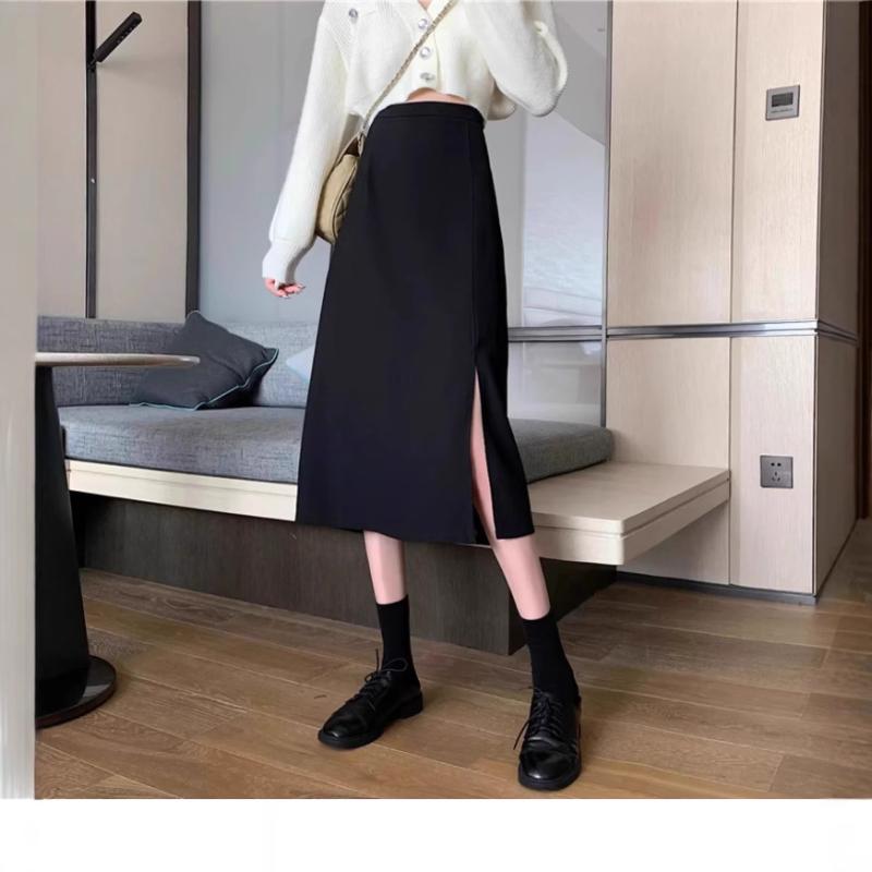 スカート レディース ロング丈 黒 ハイウエスト スリット入り 膝下丈 タイトスカート 美脚効果 体型カバー 大きいサイズ ゆったり スタイルアップ おしゃれ カジュアル 通勤 通学 お出かけ きれいめ シンプル エレガント 伸縮性 着痩せ...