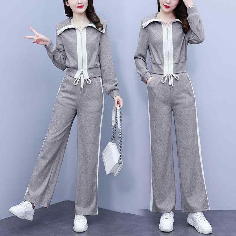・カテゴリ: 休闲套装・スタイル: 私服名媛、御姐风・カラー展開: 灰色、粉色・サイズ展開: M、L、XL、XXL・袖型: 常规袖・袖丈: 長袖