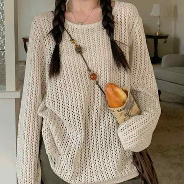 ・カテゴリ: 毛衣・スタイル: 甜美风・主な素材: ポリエステル100%・柄: 無地・厚み: 薄手・組み合わせ: 単品・デザイン: セットインスリーブ・フィット: ルーズフィット・ネックライン: クルーネック・袖丈: 長袖・流行要素: ほつ...