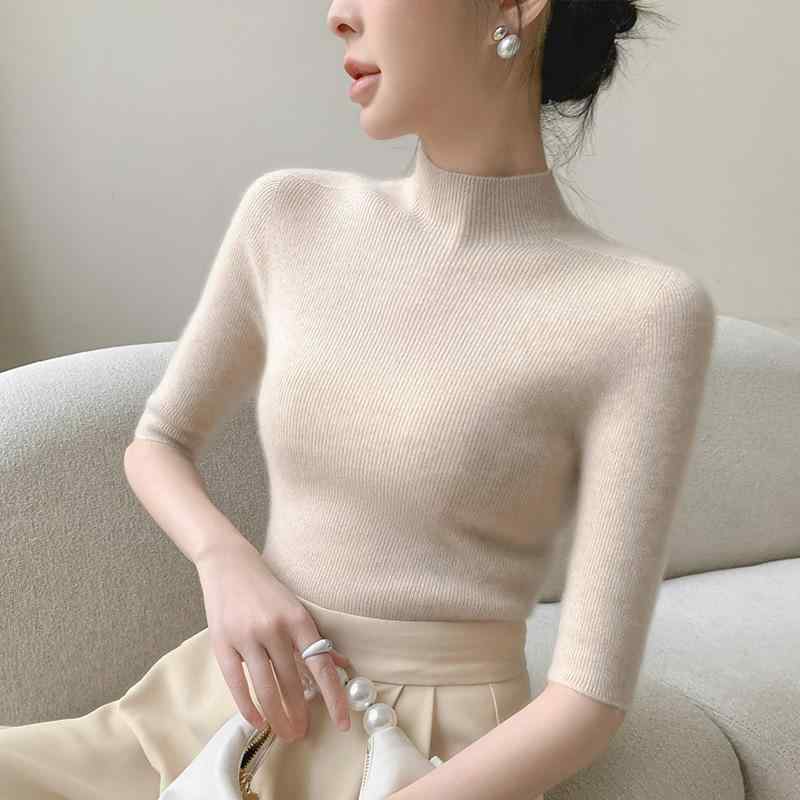 ・カテゴリ: 毛衣・主な素材: 羊毛95%以上・柄: 無地・スタイル: 簡約・フィット: タイト・袖丈: 七分・ネックライン: 半高領・衣丈: 普通(50cm超65cm以下)・カラー展開: 白色、高級灰、黒色、咖啡色、青絨米、紫絨駝・サイズ...