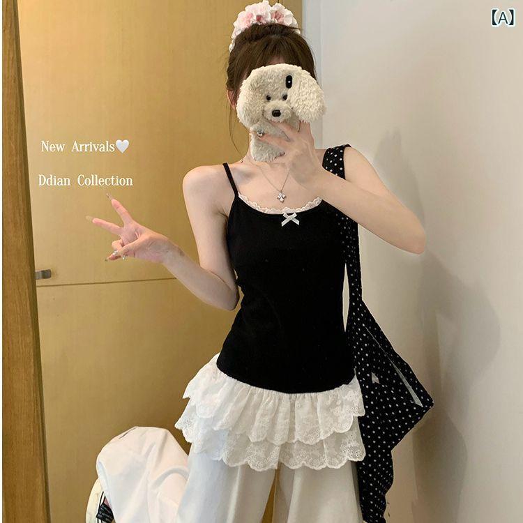・カテゴリ: Tシャツ・スタイル: 少女風・主な素材: 綿70%～80%・素材2: 氨纶30%以下・柄: 花边・袖丈: 無袖・袖型: 無袖・ネックライン: 方領・フィット: 常规・衣長: 普通款・流行要素: 花边