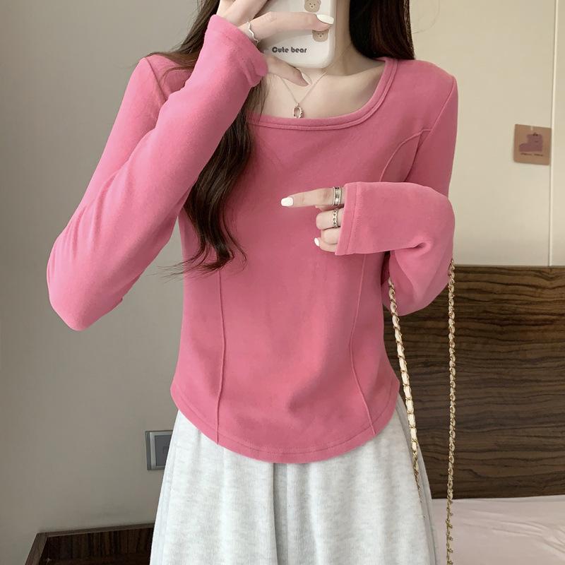 ・カテゴリ: Tシャツ・スタイル: 御姐風・主な素材: 精梳棉・主面料成分: 氨纶・柄: 無地・袖丈: 長袖・フィット: スリム・丈: 短丈・ネックライン: スクエアネック・袖型: 標準・流行要素: リブ・カラー展開: 樹莓色、杏色、ブラッ...