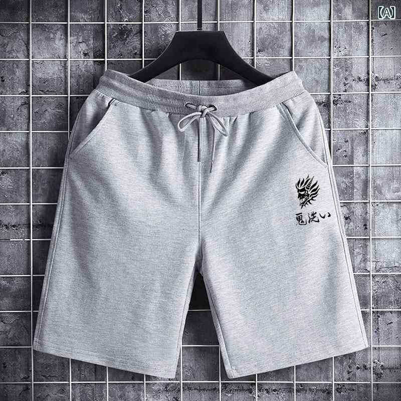 ・スタイル: 簡約・主な素材: 綿・パンツ丈: 五分丈・パンツ型: ワイド・伸縮性: 微弾・カラー展開: グレー、ブラック・サイズ展開: M、L、XL、2XL、3XL、4XL、5XL