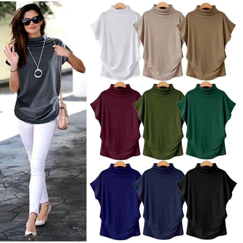 ・カテゴリ: Tシャツ・スタイル: 通勤風、気質通勤、快適休闲・主な素材: 綿30%～50%、ポリエステル30%以下・柄: 無地・ネックライン: 高領・袖丈: 短袖・袖型: 蝙蝠袖・デザイン: ステッチ・フィット: ルーズ・衣丈: 普通(5...