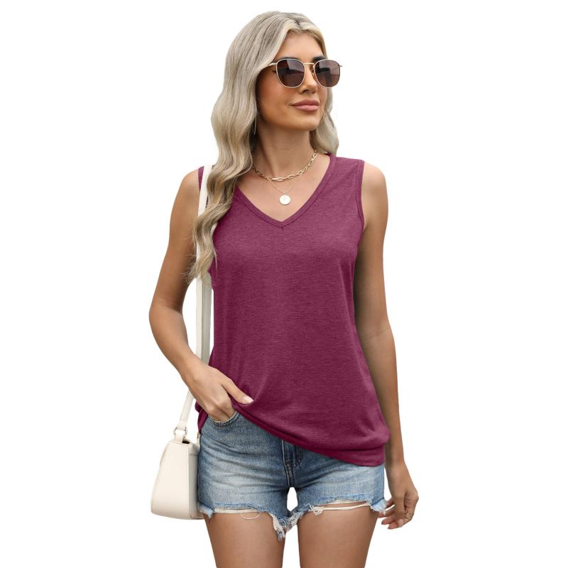 ・カテゴリ: Tシャツ・スタイル: ストリート、ヨーロピアン・主な素材: レーヨン50-70%、ポリエステル30-50%・柄: 無地・ネックライン: Vネック・袖丈: ノースリーブ・衣長: ミディアムロング・カラー展開: ホワイト、ブラック...
