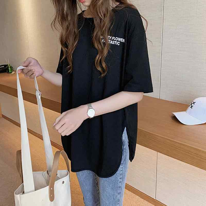 ・主な素材: 綿90%（含）-95%（不含）・袖丈: 短袖・柄: 字母・ネックライン: クルーネック・スタイル: 清新甜美、温柔风・袖型: 常规袖・カラー展開: 黒色、灰色、白色・サイズ展開: M、L、XL、2XL
