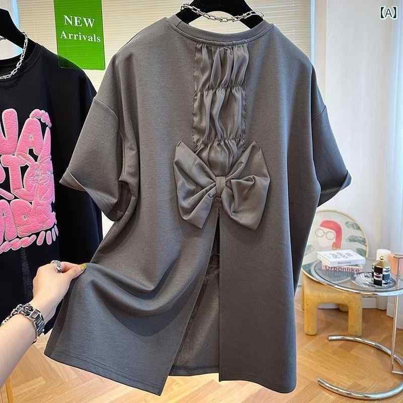・主な素材: 綿100%・袖丈: 短袖・スタイル: 都市風・フィット: ワイド・ネックライン: ラウンドネック・袖型: スタンダードスリーブ・装飾: 蝶結び・カラー展開: グレー、ホワイト、ブラック・サイズ展開: M、L、XL、2XL、3X...