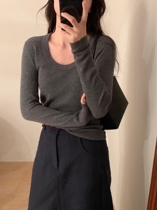 ・スタイル: 通勤風・主な素材: 羊毛・袖丈: 長袖・袖型: 通常袖・フィット: スリムフィット・衣丈: 普通丈・伸縮性: 微弾性・ネックライン: クルーネック・カラー展開: ブラック、ミルクホワイト、パンプキン、ピンク、ホワイト、ダークグ...
