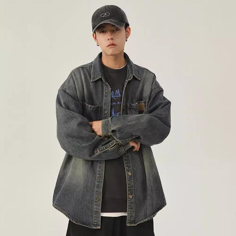 ・スタイル: 港風・カテゴリ: シャツ・スタイル: カジュアル・主な素材: 綿91-95%・袖丈: 長袖・柄: 無地・柄: プリント・厚み: 薄手・カラー展開: ブルー、ブラック・サイズ展開: M、L、XL、2XL、3XL