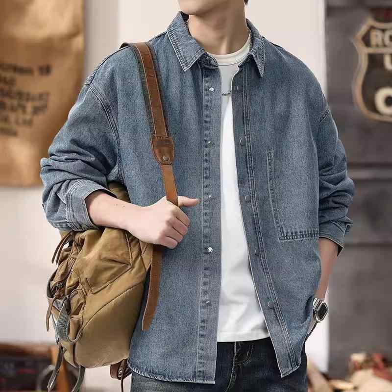 ・スタイル: 青春流行・カテゴリ: 開衫・版型: 宽松型・ネックライン: 翻领・袖丈: 長袖・主な素材: 聚酯纤维（涤纶）96%及以上・シーン: 休闲・カラー展開: 藍色・サイズ展開: M,L,XL,2XL,3XL・厚み: 普通・対象性別:...